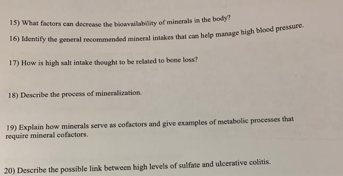 Which factors can decrease the bioavailability of minerals?