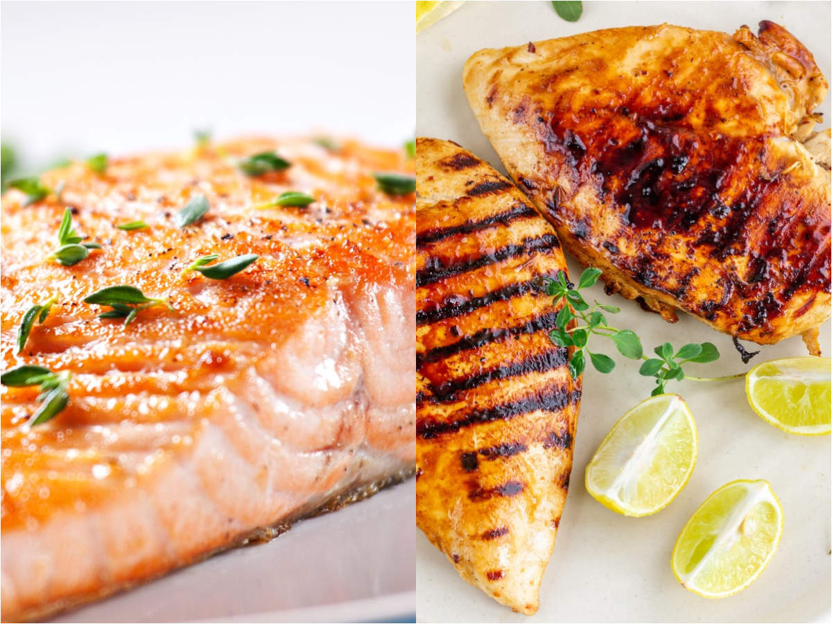 Which has more fat fish or chicken?