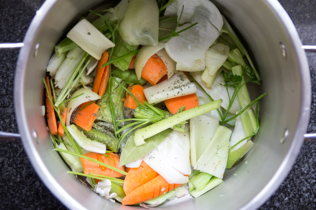 Which ingredient should you avoid using in a vegetable stock's Mirepoix?