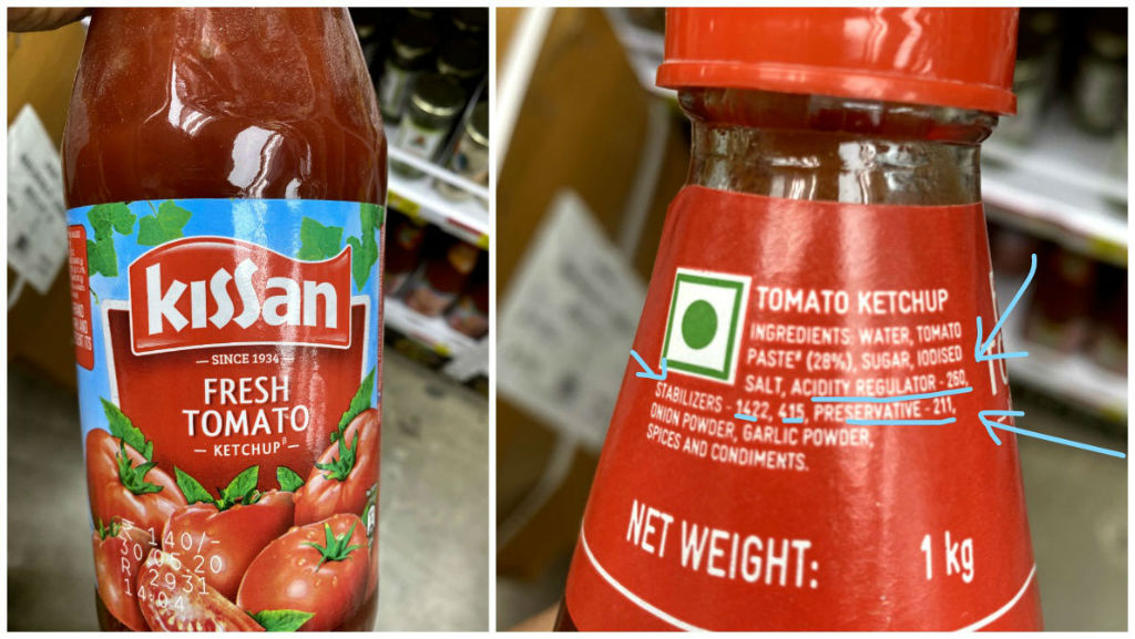 Which preservative is used in tomato puree?