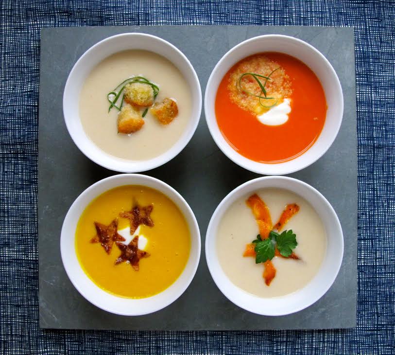 Which soup does not need a garnish?