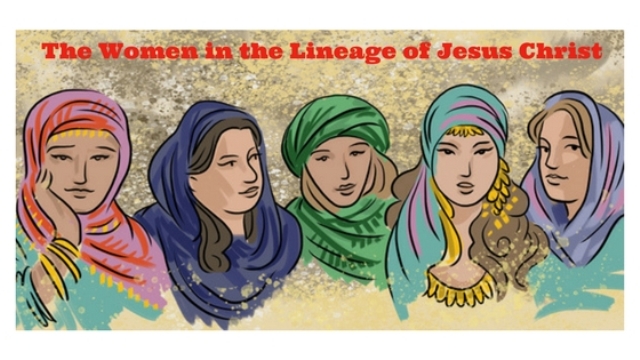 Who are the five women listed in the genealogy of Jesus?