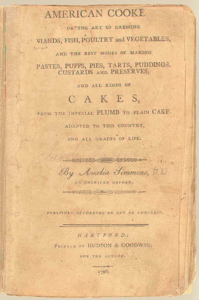 Who created the 1st cookbook in the US when Where?