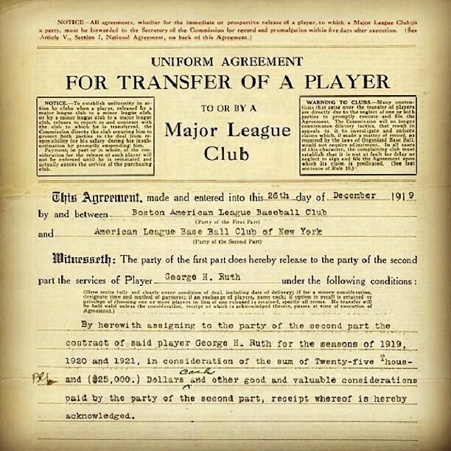 Who owns Babe Ruth contract?