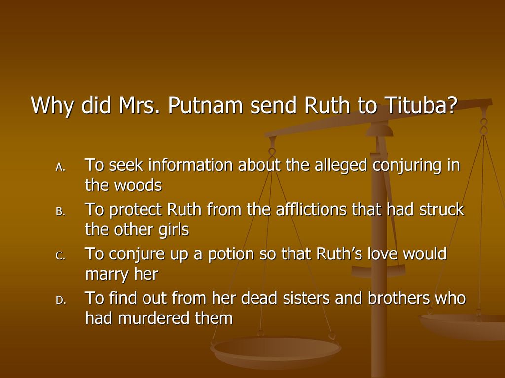 Why did Goody Putnam send Ruth Tituba?