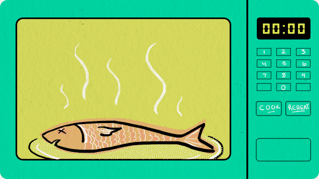 Why do restaurants cover leftover fish in the microwave?