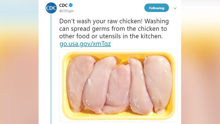 Why do they say not to wash chicken?