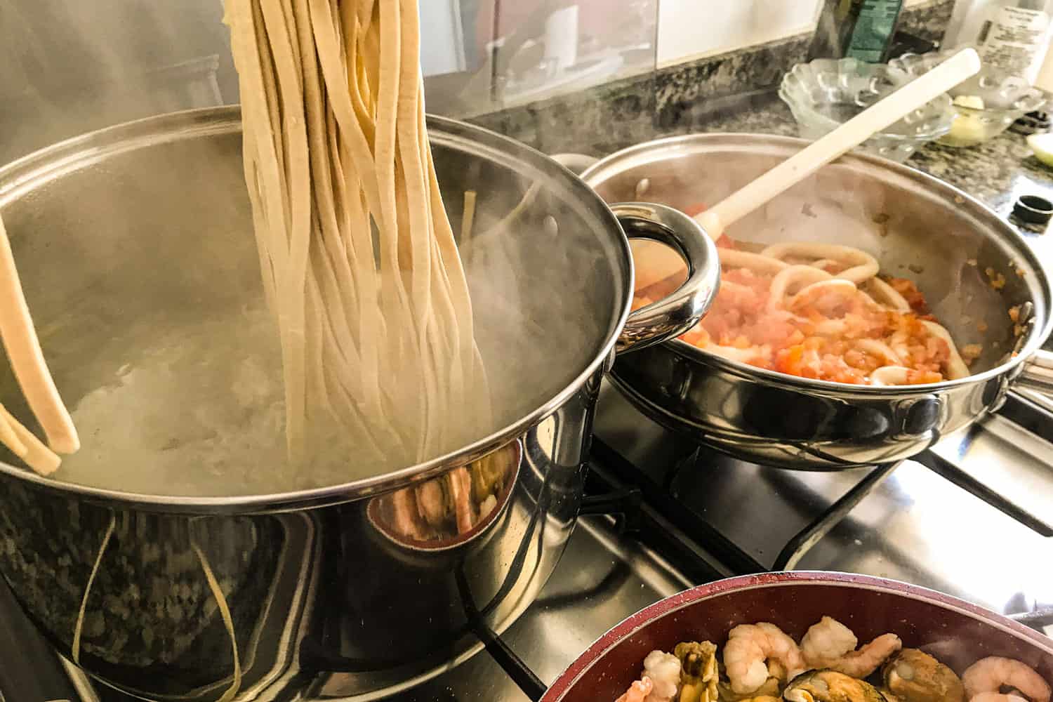 Why do you Cook noodles in the same pot?