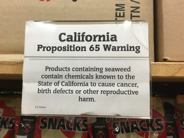 Why does my seaweed have a cancer warning?