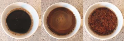 Why does soy milk break up in coffee?