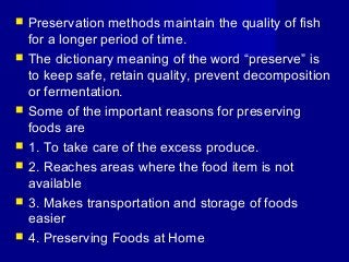 Why fish preservation is important?