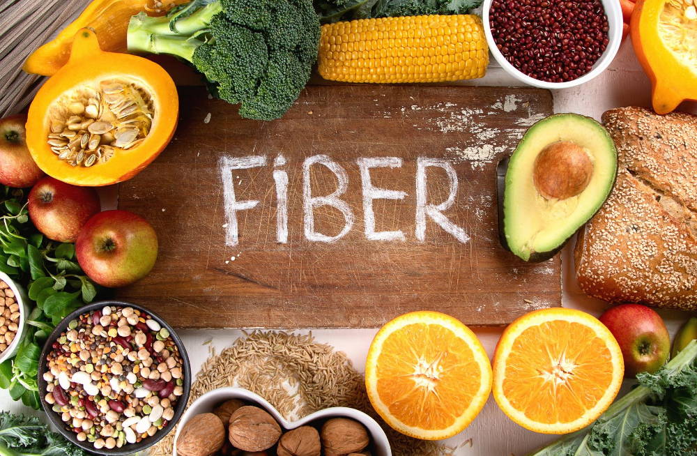 Why is it important to include water with a high fiber diet?