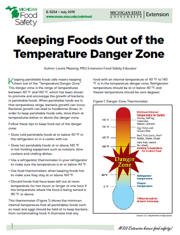 Why is it important to keep food out of the danger zone?