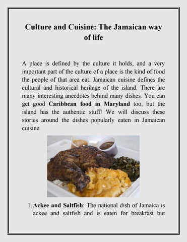 Why is Jamaican food important to the culture?