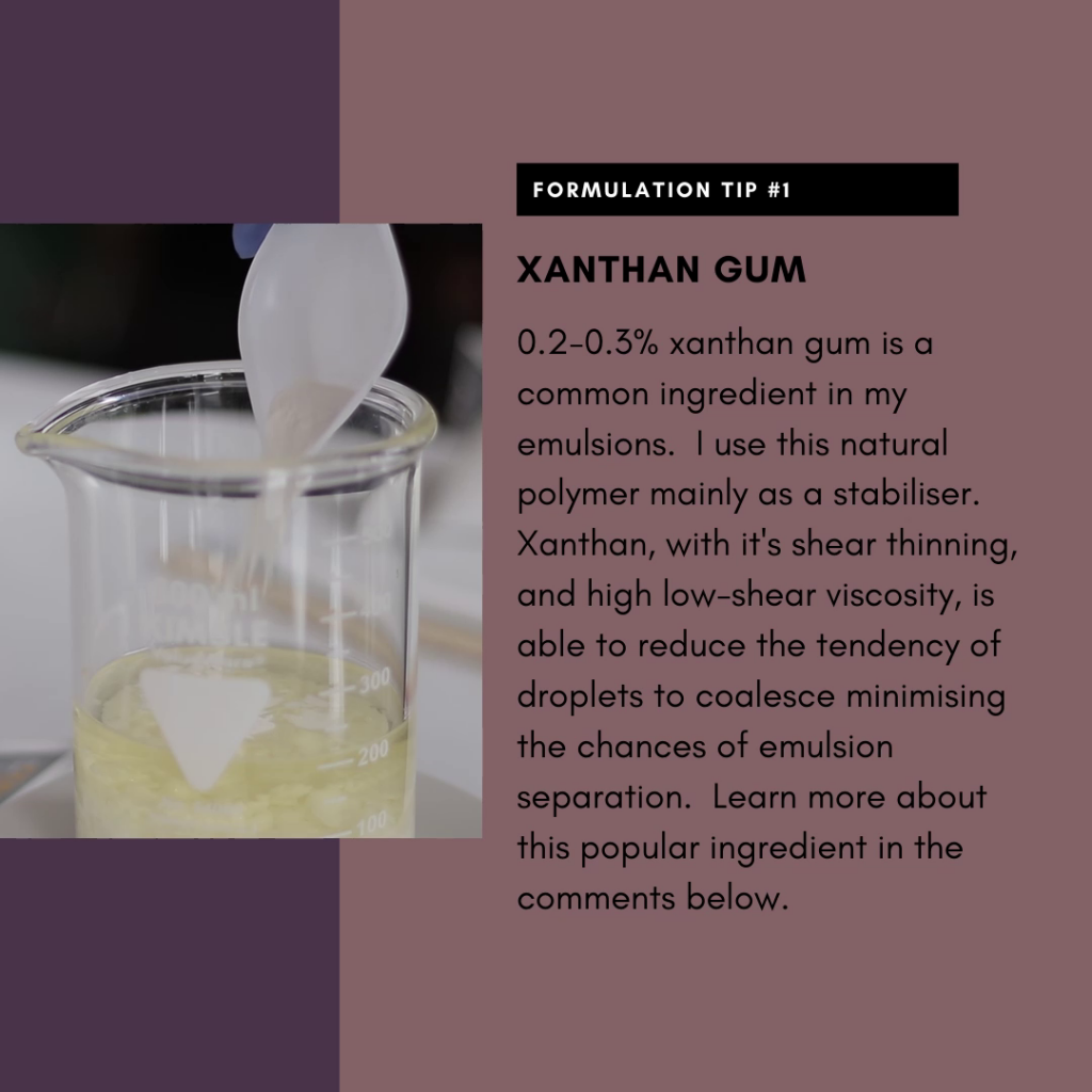 Why is xanthan gum used in cosmetics?