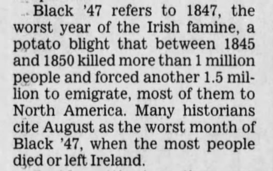 Why was black 47 the worst year of the famine?