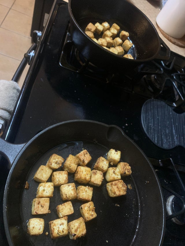 Will tofu stick to cast iron?